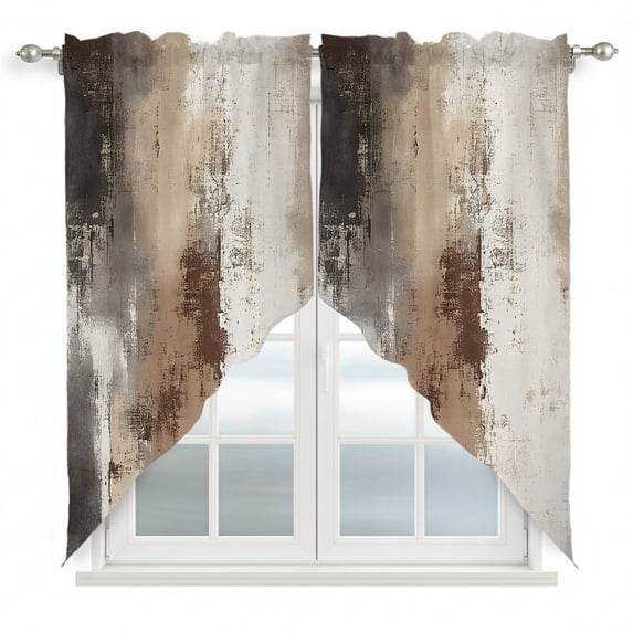 Brown Vintage Swag Curtain Valance for Window 2 Panels Watercolor ...