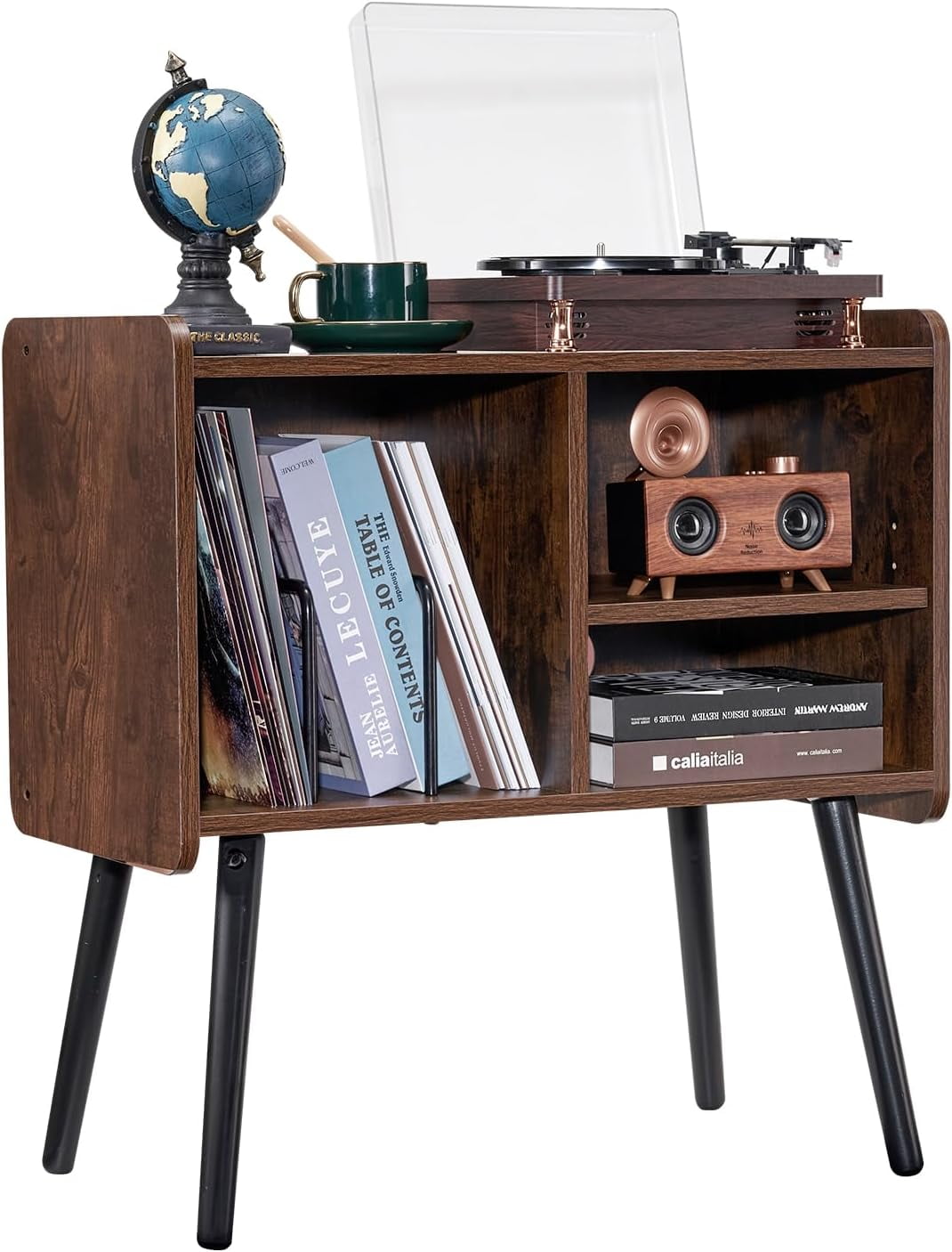 Brown Vintage Vinyl Record Cabinet Stand, Holds Up to 100 Albums ...