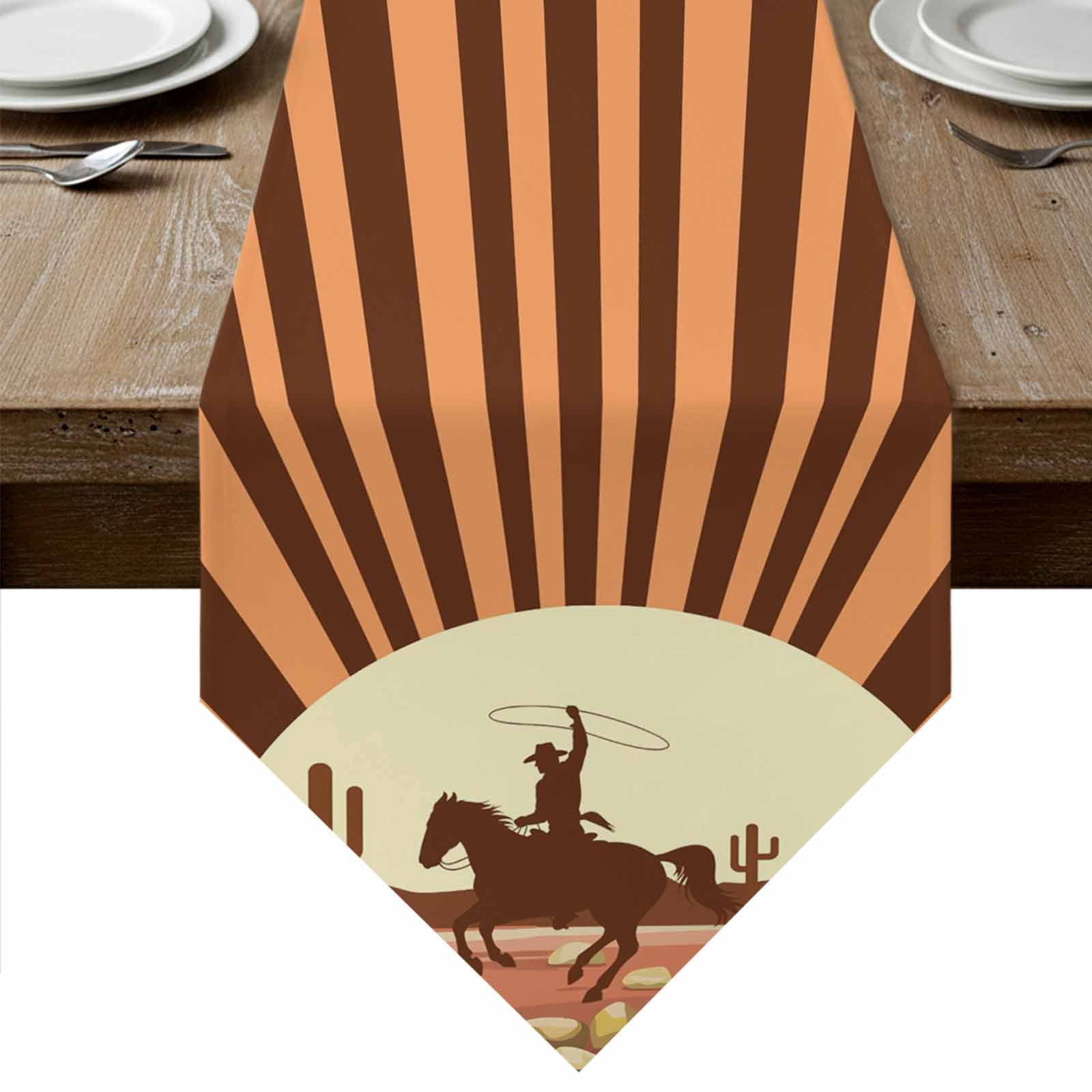 Brown Vintage Western Table Runner Linen Burlap Table Runner 108 Inches ...