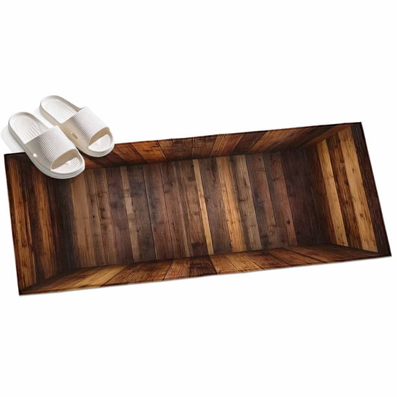 Brown Vintage Wooden Hallway Runner Rug 2x6 Washable Non Slip Kitchen ...