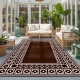 Brown Washable Living Room Rugs 8'x10', Boho Diamond Pattern Border ...
