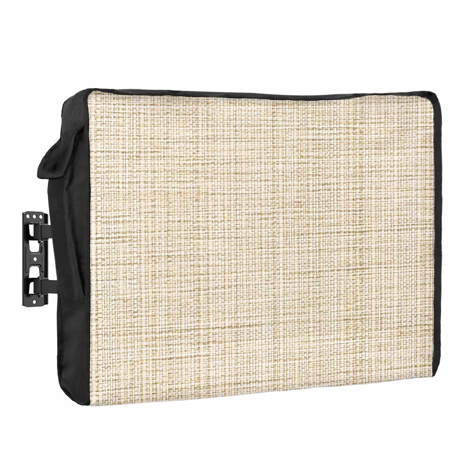 Brown Waterproof Outdoor TV Cover, Linen Texture Modern Abstract ...