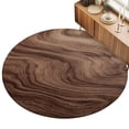 Brown Wave Wood Grain 5ft Non Slip Round Area Rug Farmhouse Plants ...
