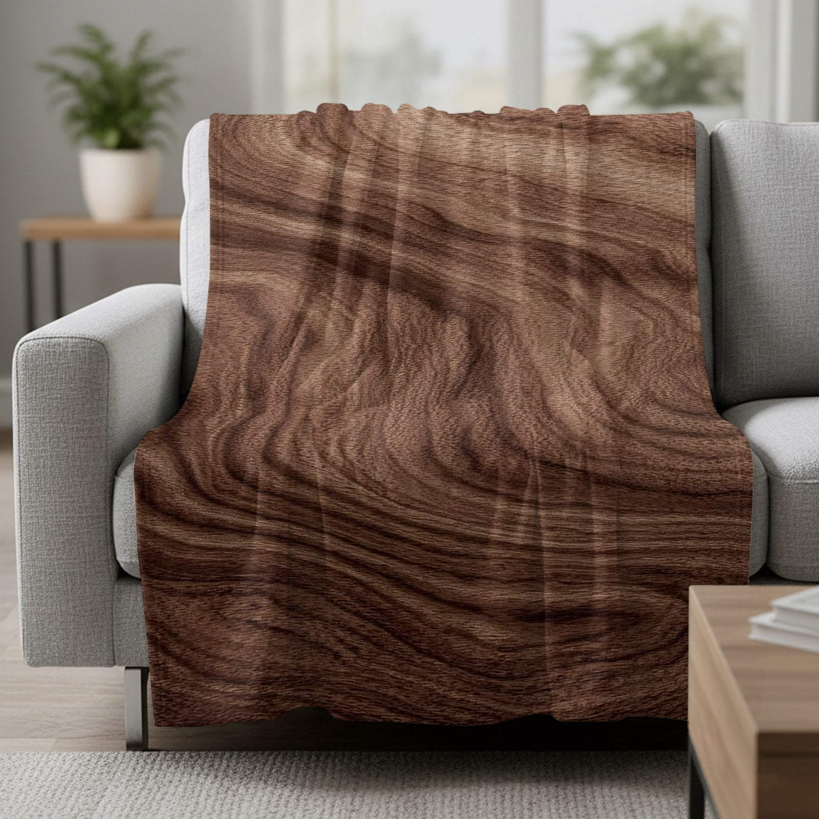 Brown Wave Wood Grain Fleece Throw Blanket Farmhouse Plants Annual ...