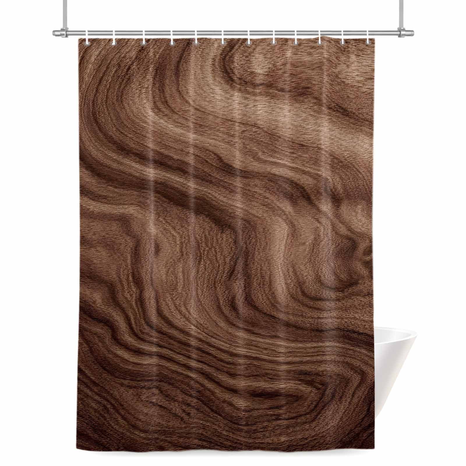 Brown Wave Wood Grain Shower Curtain, Farmhouse Plants Annual Rings ...