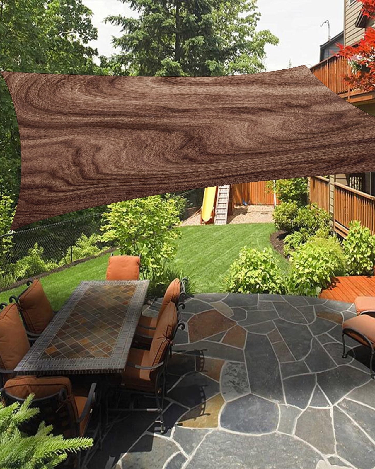 Brown Wave Wood Grain Sun Shade Sail 6.5'X10' Farmhouse Plants Annual ...