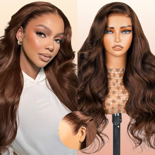 Brown Wear and Go Glueless Wig Human Hair Pre Plucked Pre Cut 13x6 Full ...