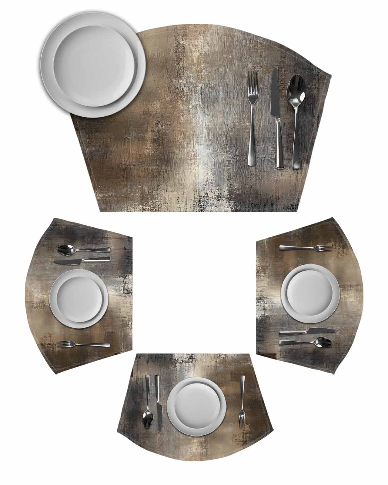 Brown Wedge Shaped Placemats Set of 6, Cotton Linen Fan Place Mats ...