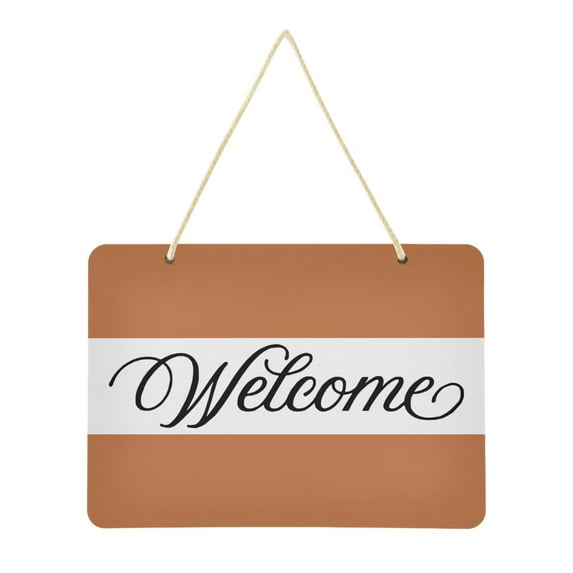 Brown Welcome Sign Front Door PVC 14x10 inch Hanger Hello Sign ...