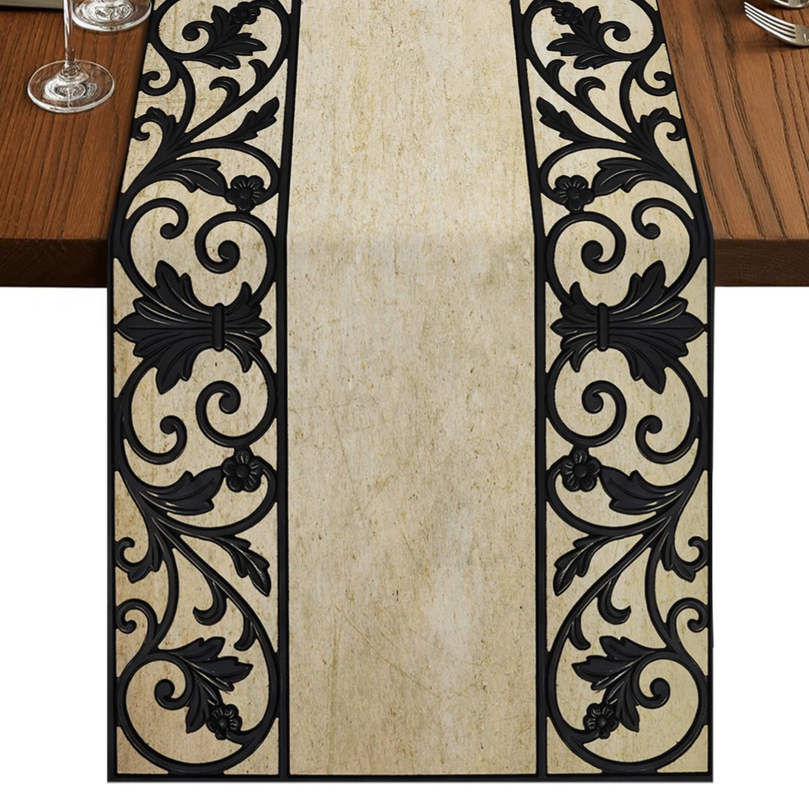 Brown Welcome Vintage Burlap Cotton Table Runner 13x36 Inches Short ...