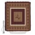 Brown Western Cowboy Bathroom Shower Curtains with 12 Hooks Polyester ...