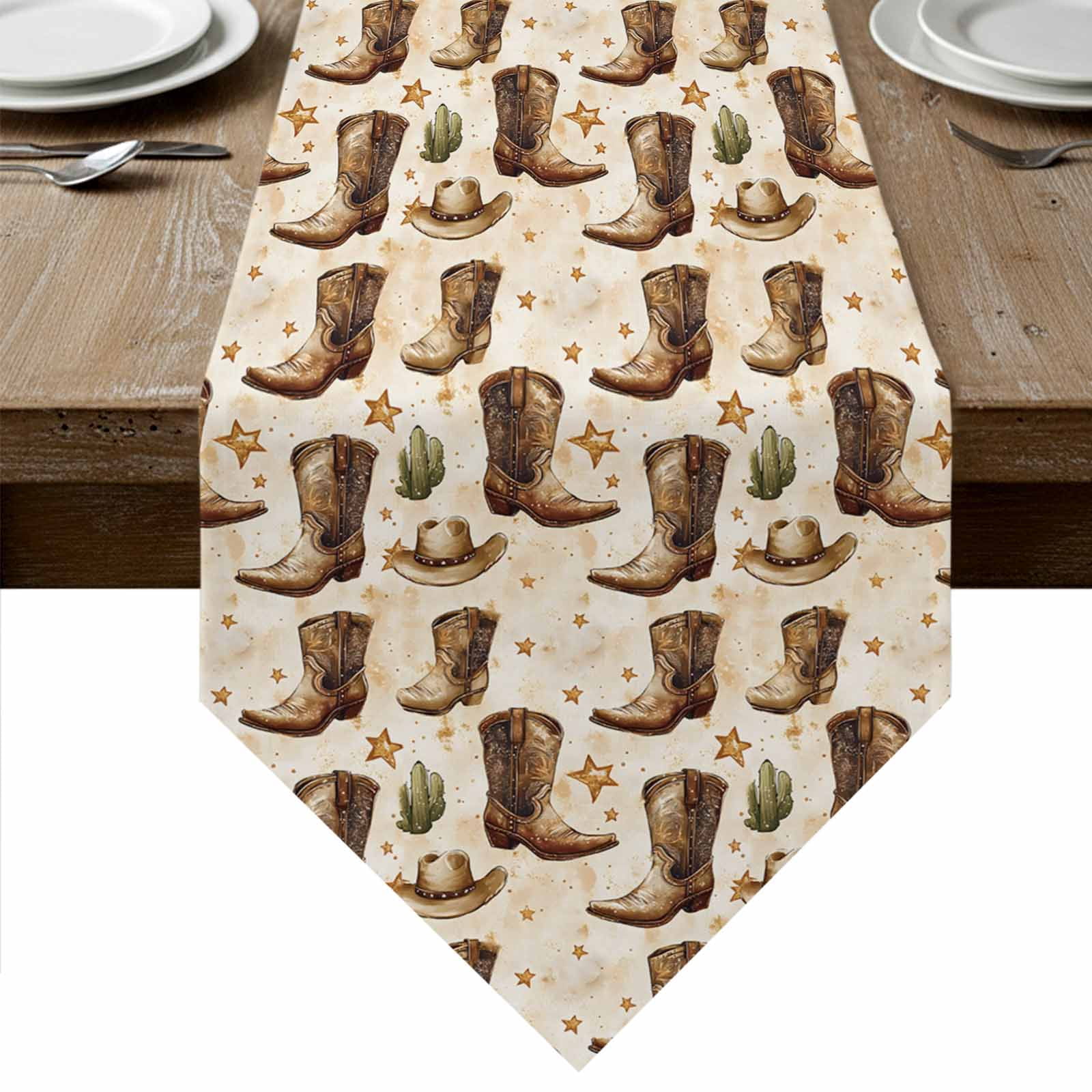 Brown Western Cowboy Table Runner Linen Burlap Table Runner 108 Inches ...