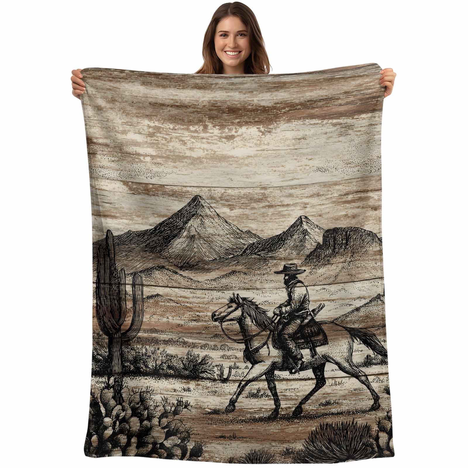 Brown Western Farmhouse Blanket Soft Cozy Warm Throw Blanket for Couch ...