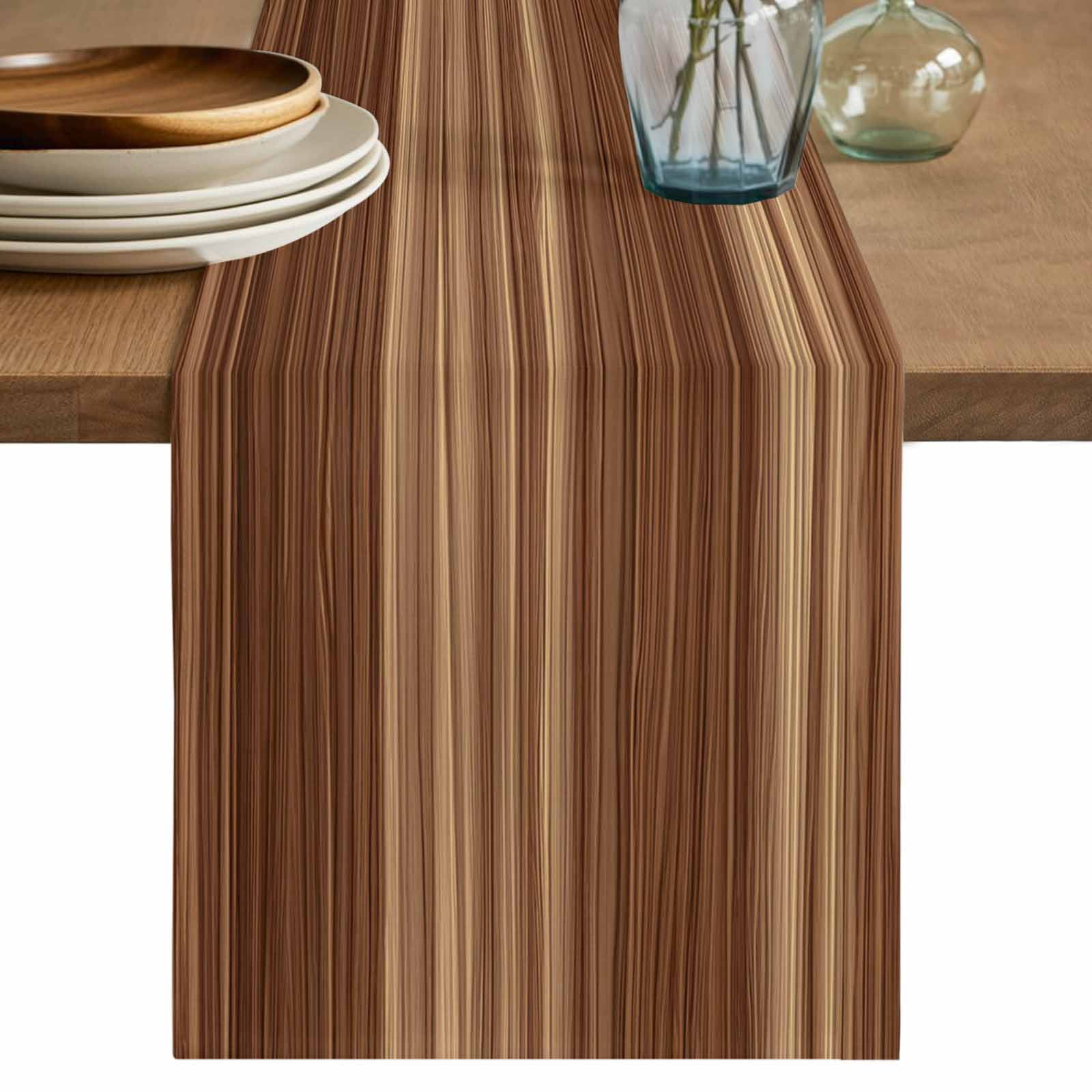 Brown Western Table Runner, Vintage Farmhouse Wood Barn Door Washable ...