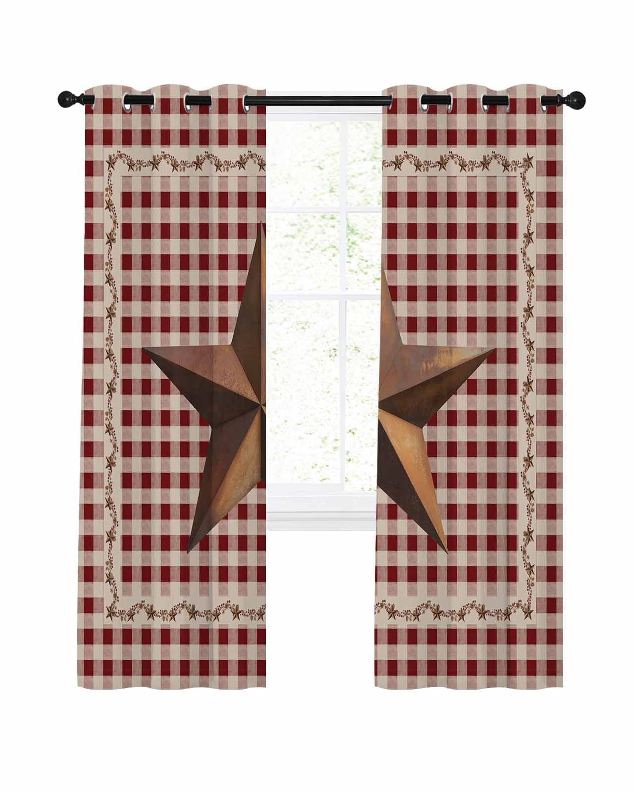 Brown Western Texas Star Vintage Blackout Curtains, Light Blocking ...