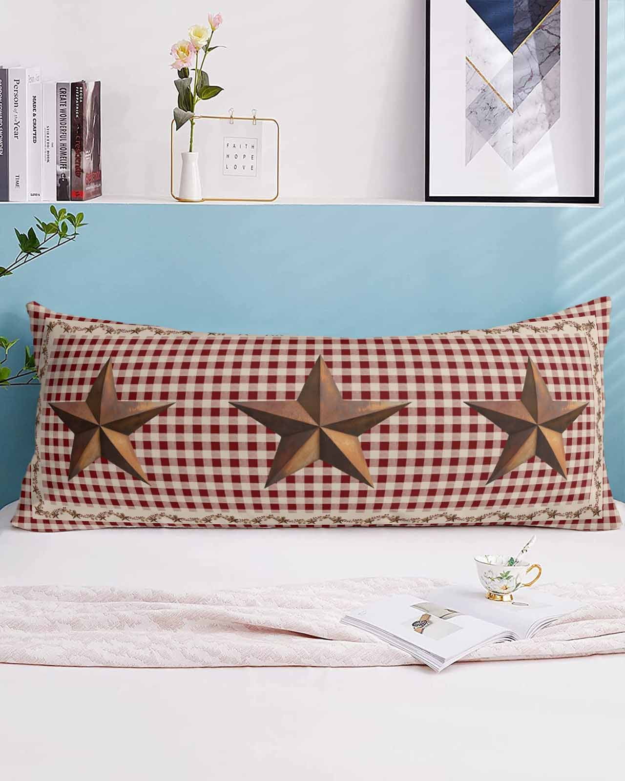 Brown Western Texas Star Vintage Body Pillow Case Cover - Microfiber Bed Throw Pillow Covers ...