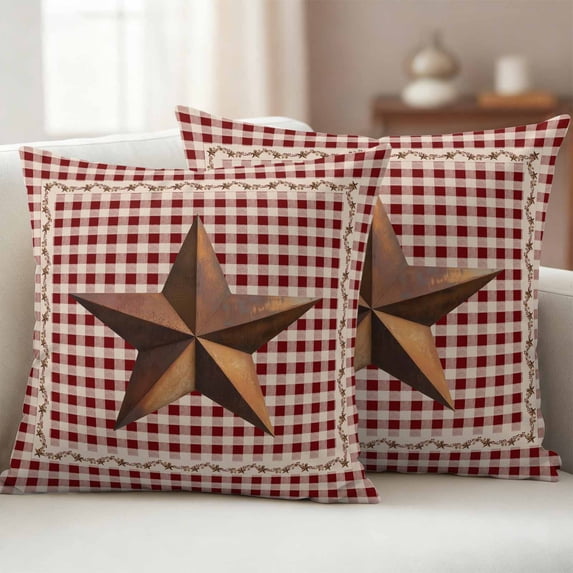Brown Western Texas Star Vintage Outdoor Waterproof Throw Pillow Covers ...