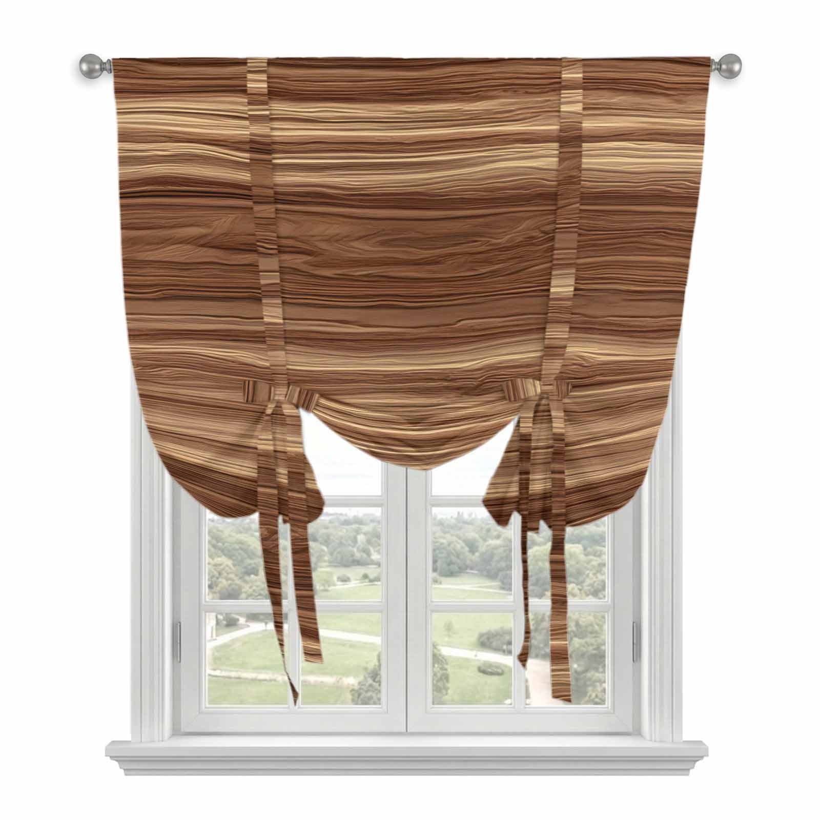 Brown Western Tie Up Curtains for Windows, Adjustable Balloon Window ...