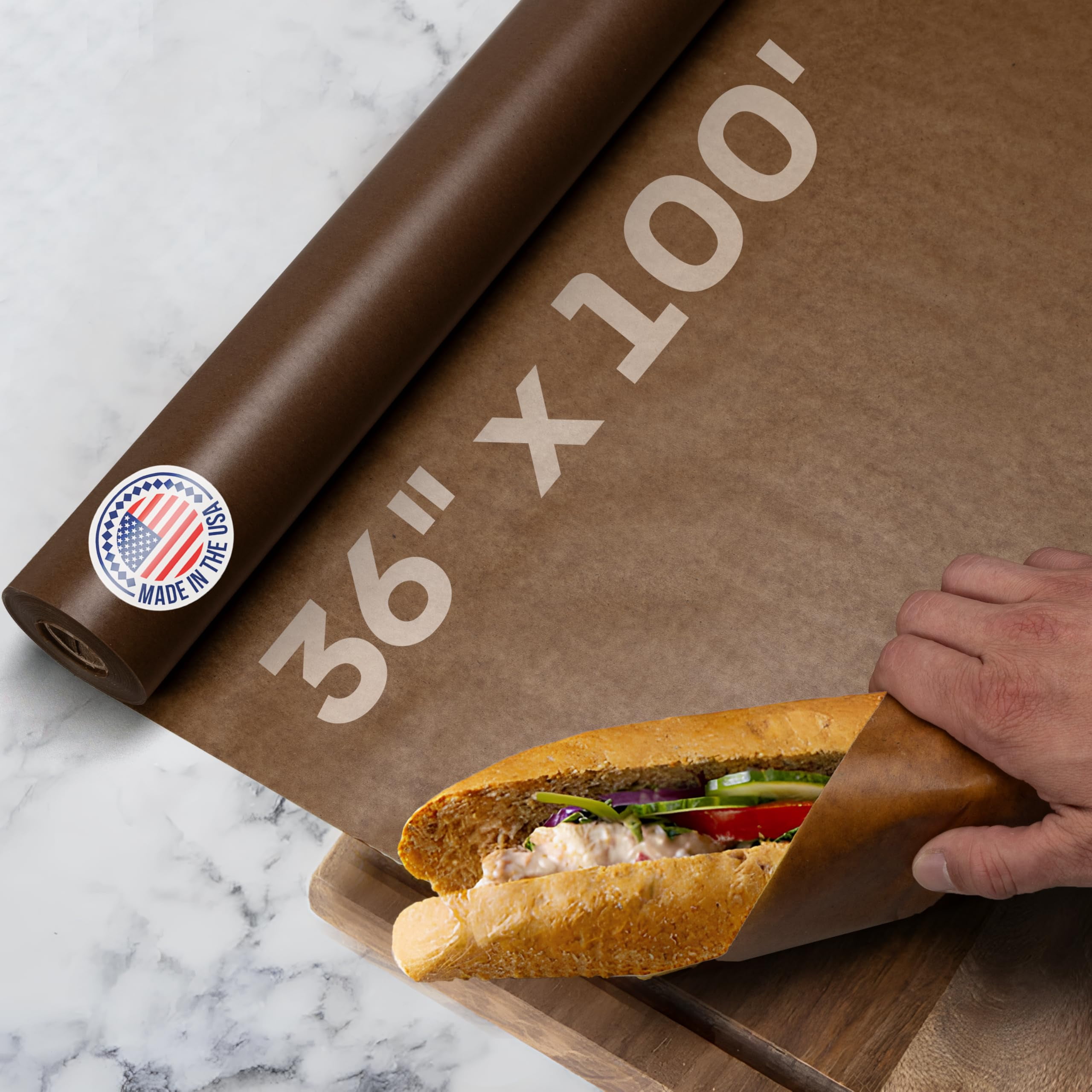 Brown Wet Wax Paper Roll 36" x 100' - USA-Made Moisture-Repellent ...