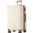 Brown White ABS Hardshell Luggage, 24" Expandable Checked Suitcase with ...