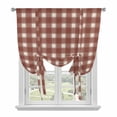 Brown White Checkered Tie Up Curtains for Window, Thermal Insulated ...