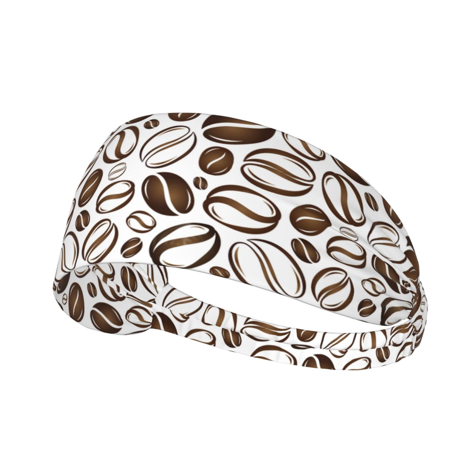 Brown White Coffee Bean Print Sweat Band Sports Headbands for Men ...