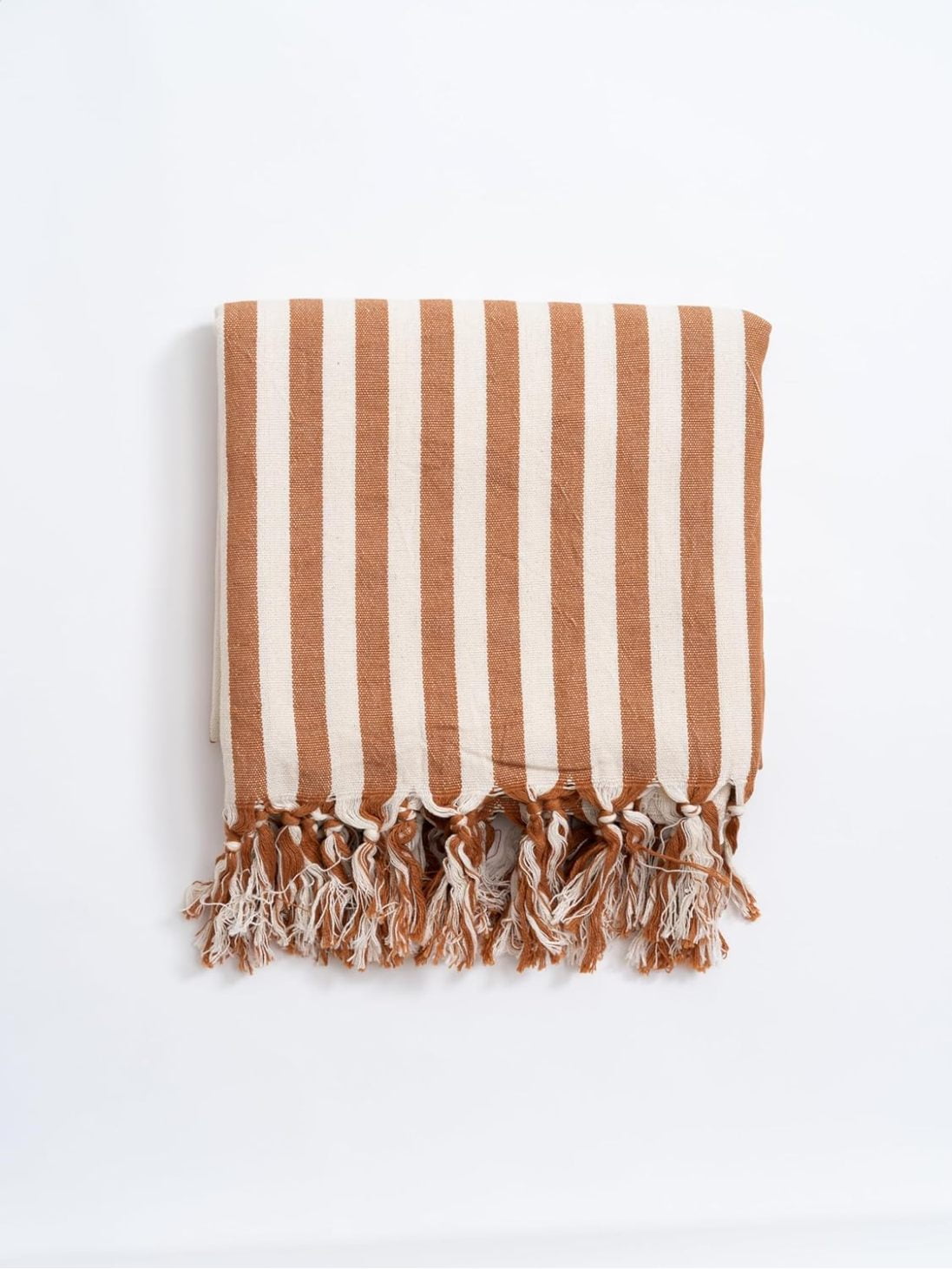 Brown and White Cotton Linen Turkish Towel Quickly Dry Striped French ...