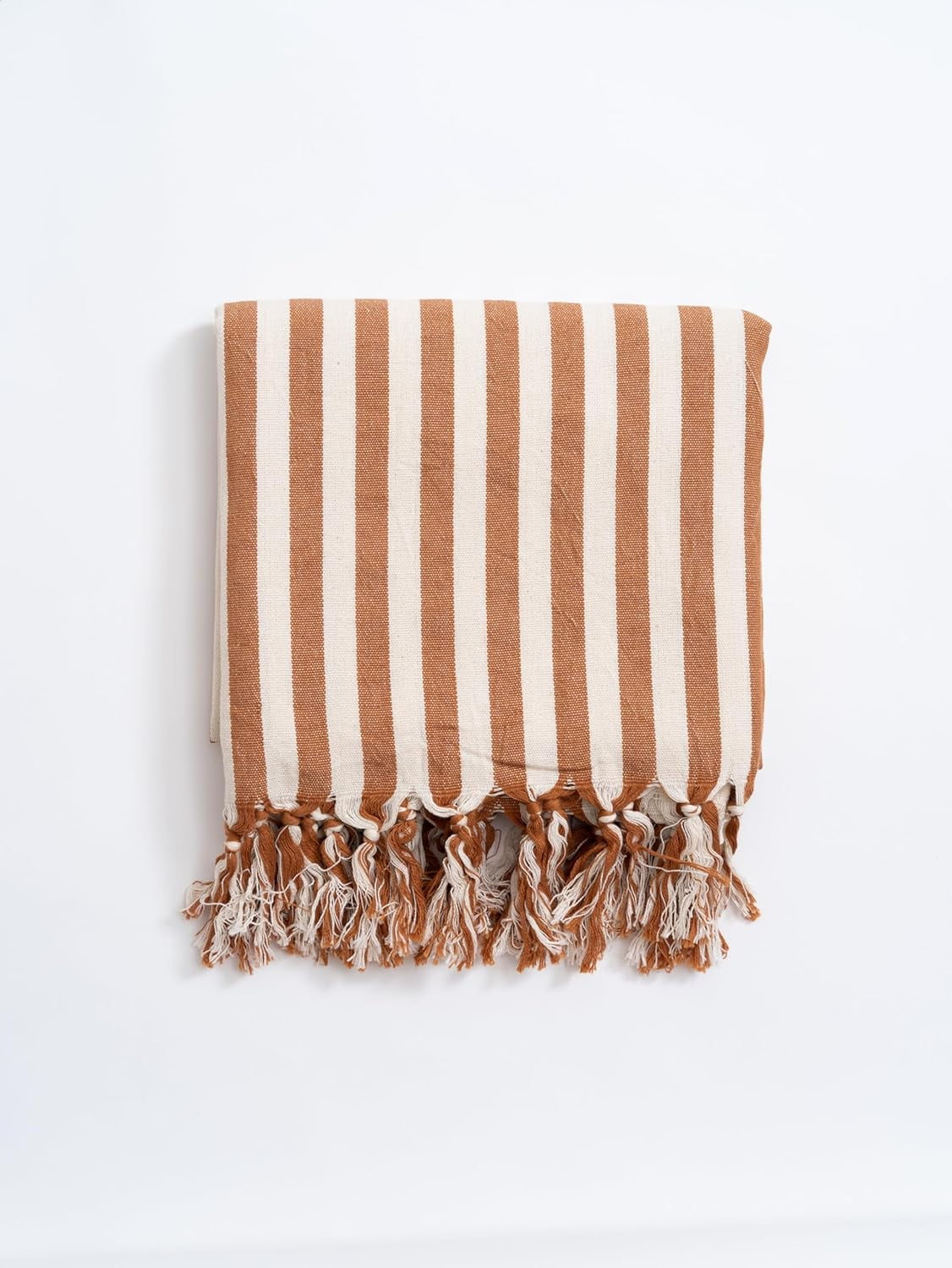 Brown and White Cotton Linen Turkish Towel Quickly Dry Striped French ...