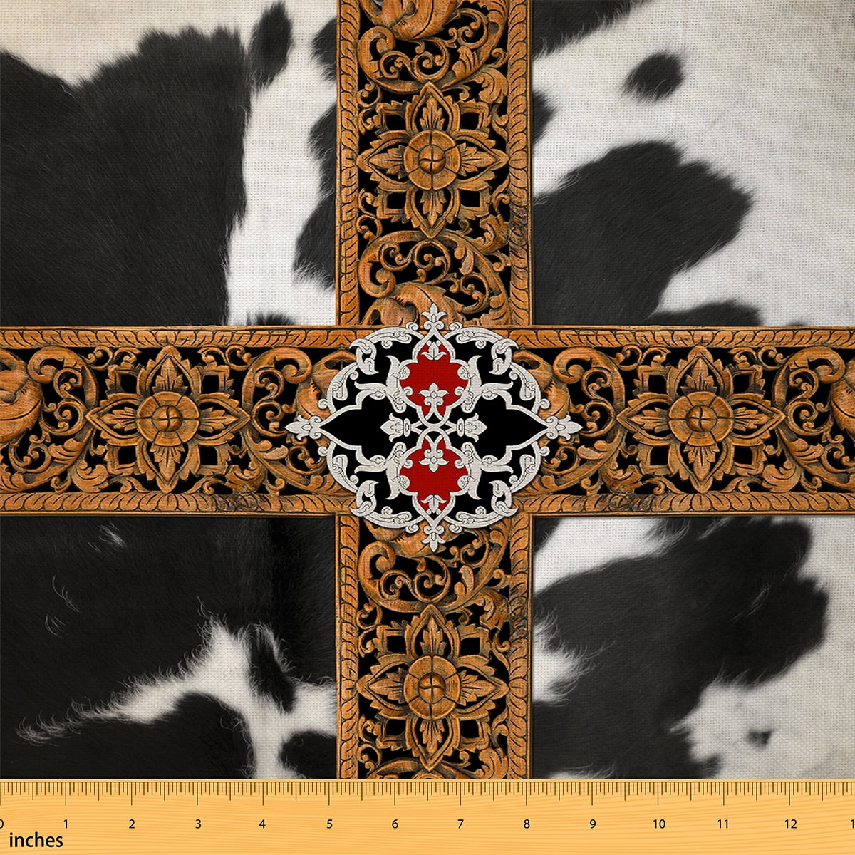 Brown White Cow Fabric by the Yard, Cowhide Upholstery Fabric, Western ...