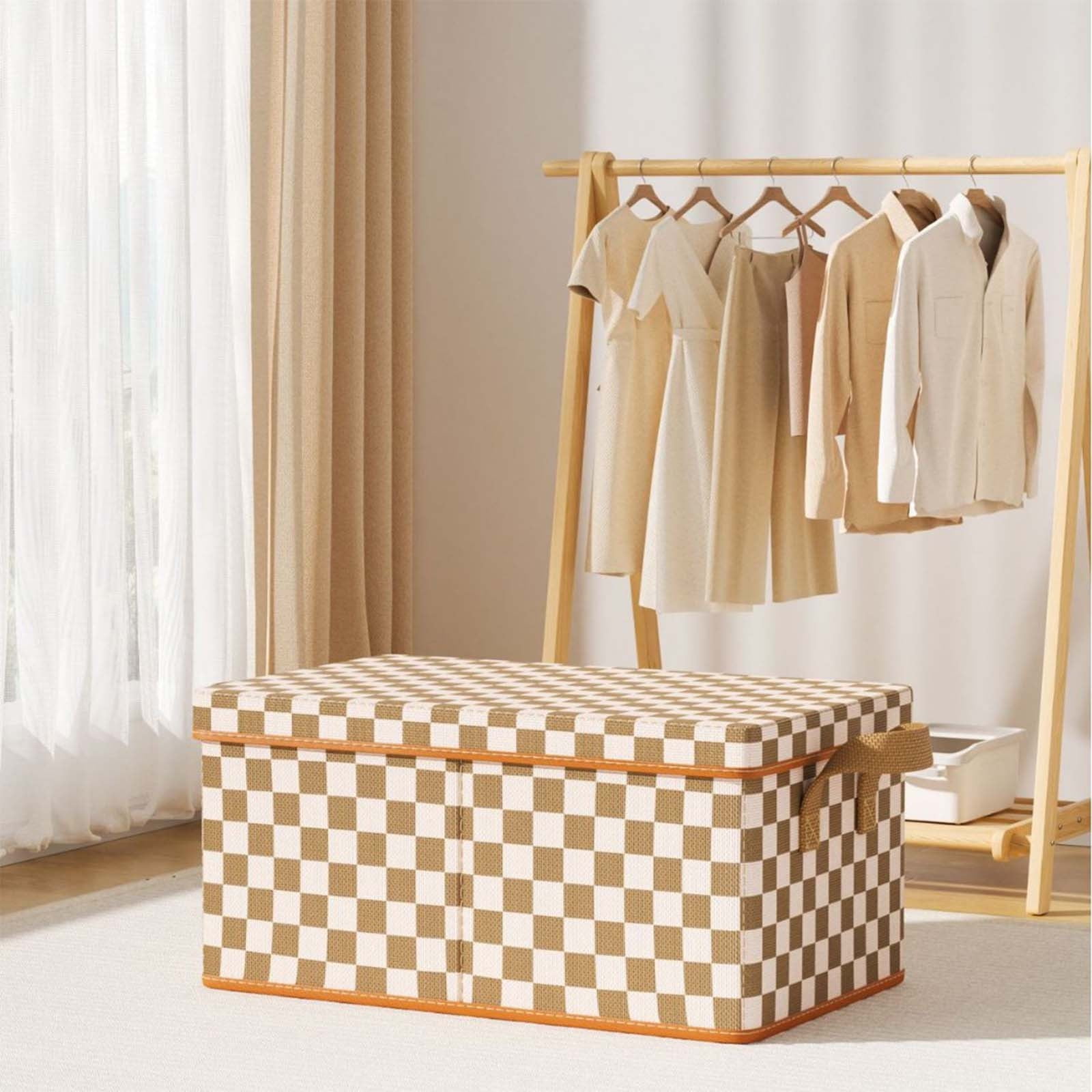 Brown White Fabric Storage Box with Steel Frame | Waterproof Cloth ...