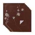 Brown White Floral Cloth Napkins, Abstract Art Summer Botanical ...