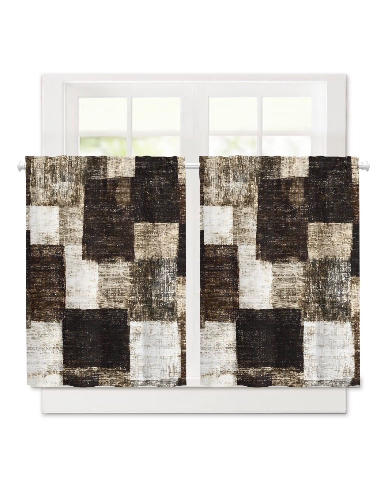 Brown White Gradient Farm Short Blackout Curtains 36 Inch Long,Abstract ...