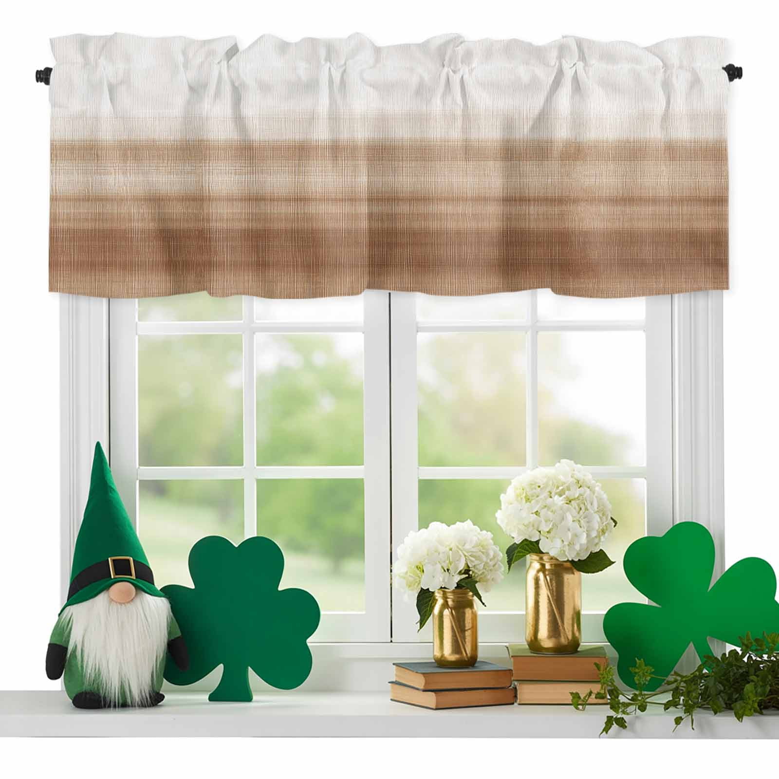 Brown White Gradient Valances for Windows, Abstract Ombre Texture ...