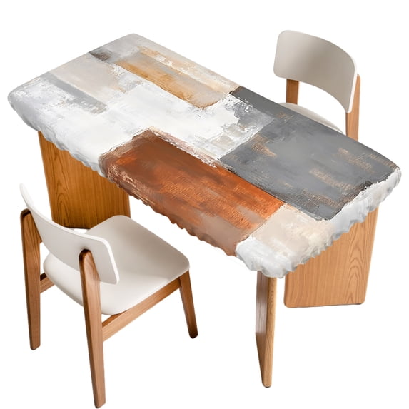 Brown White Gray Oil Painting Fitted Rectangle Tablecloth 24" x 36 ...