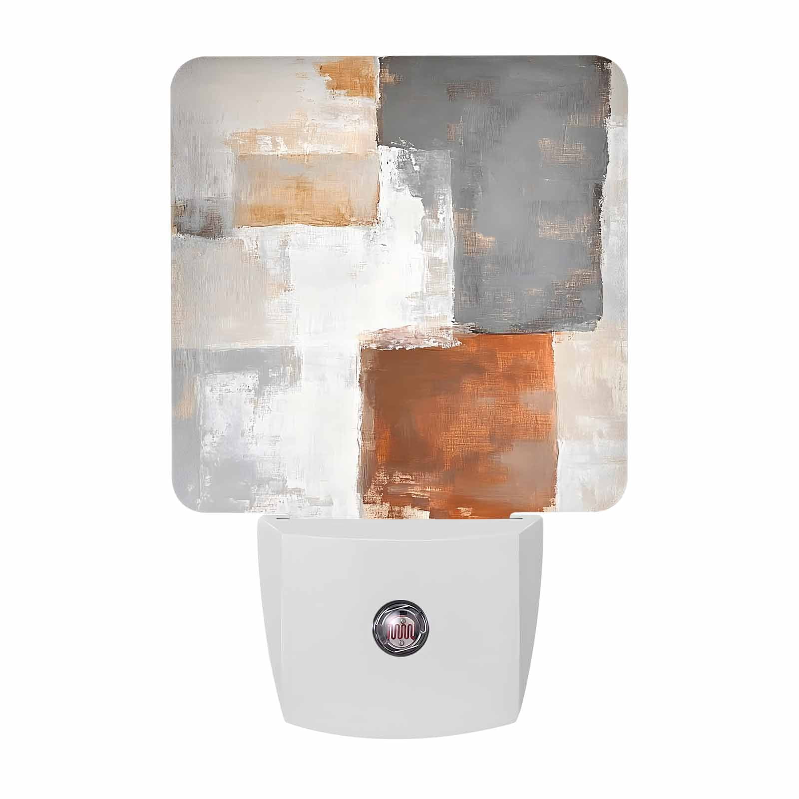 Brown White Gray Oil Painting Plug-in LED Night Lights Abstract Art ...