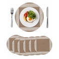 Brown White Greek Key Pattern Round Table Placemats set of 6, Geometric ...