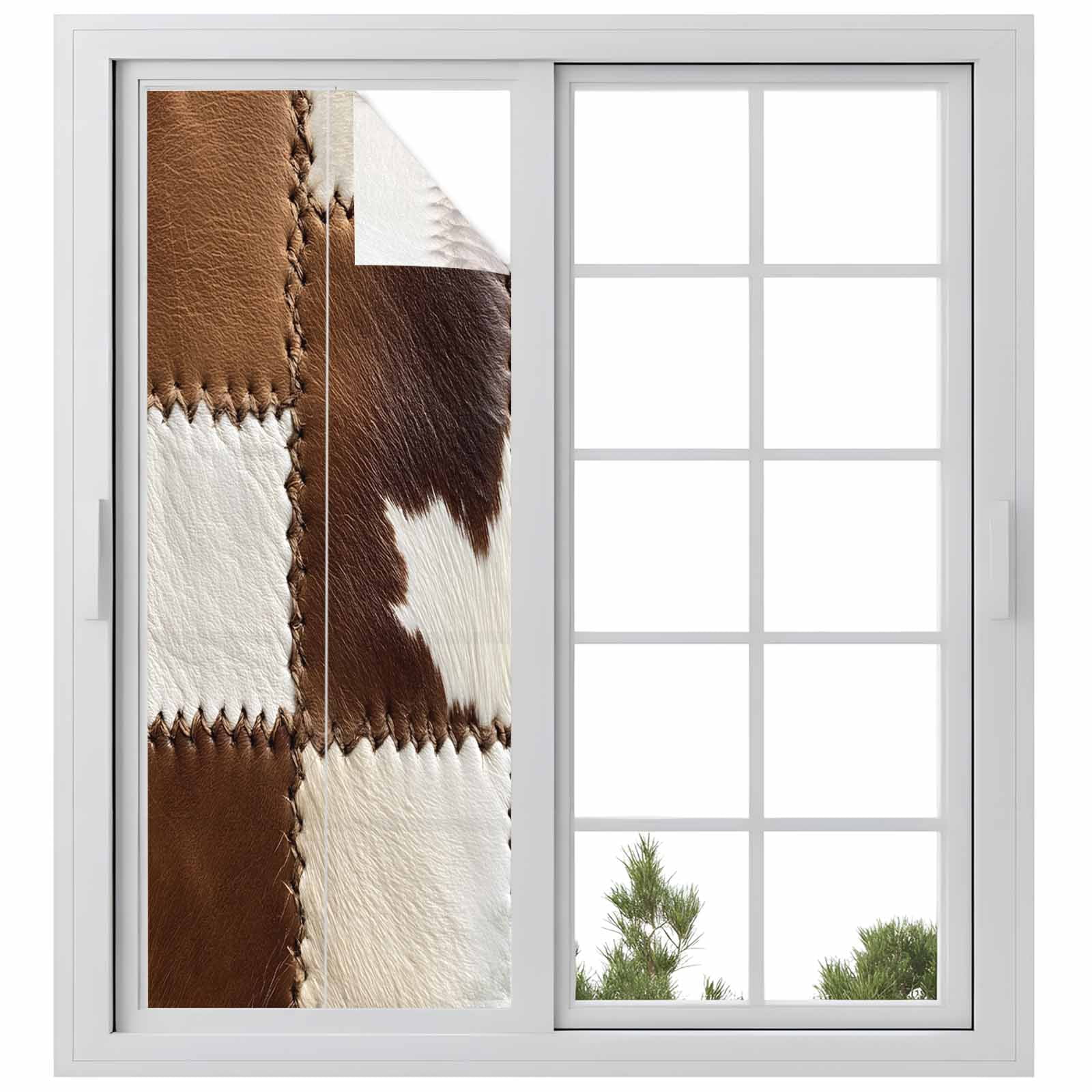 Brown White Leather Texture Window Privacy Film, Abstract Art Cowhide ...