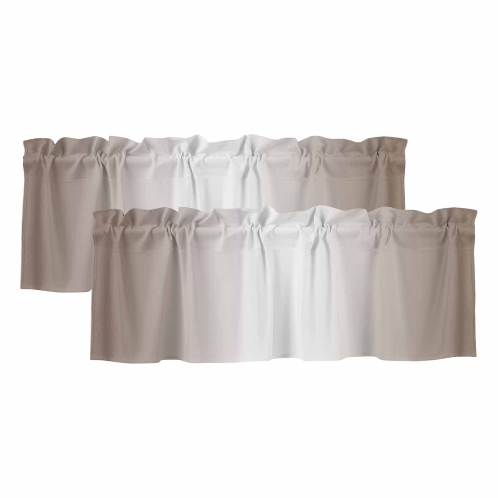Brown White Ombre Curtain Valances for Windows, Kitchen Valance Window ...
