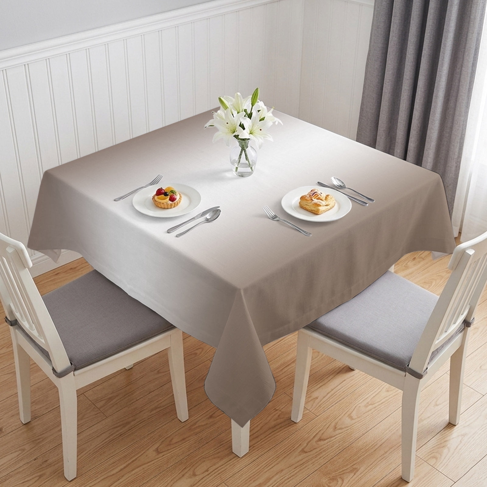Brown White Ombre Table Cloth Waterproof Tablecloths, Modern Gradient ...