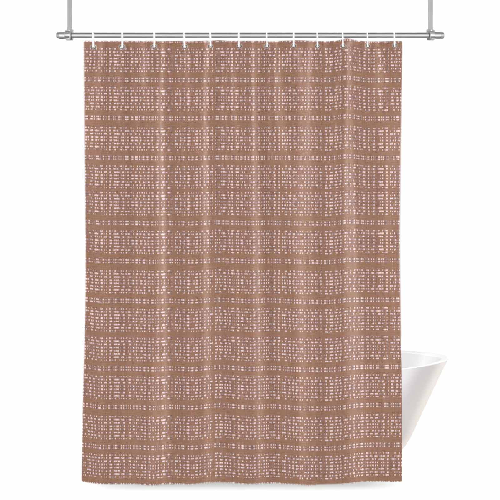 Brown White Pixels Shower Curtain, Modern Contemporary Abstract Boho ...
