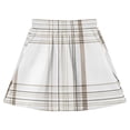 Brown White Plaid Pattern Cotton Skirt Built-in Liner Elastic A-Line ...