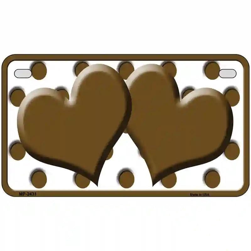 Brown White Polka Dot Brown Centered Hearts Novelty License Plate 7" x ...