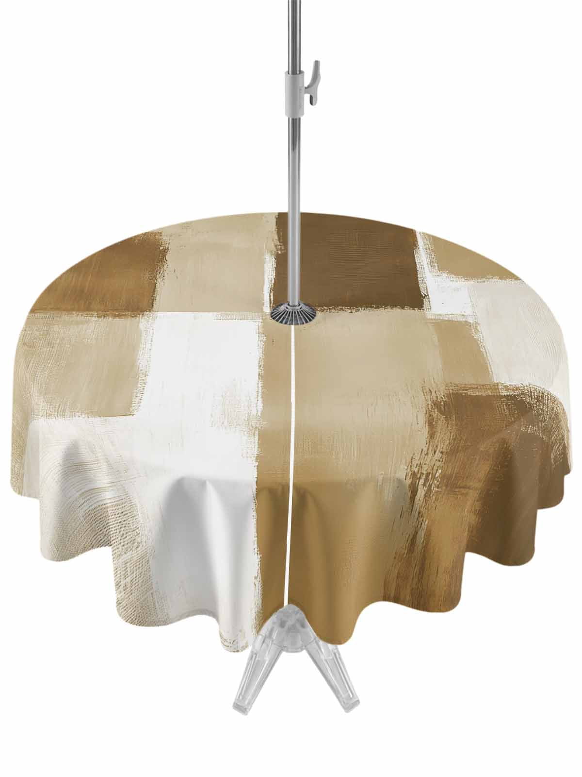 Brown White Round Outdoor Tablecloth with Umbrella Hole Graffiti Art ...