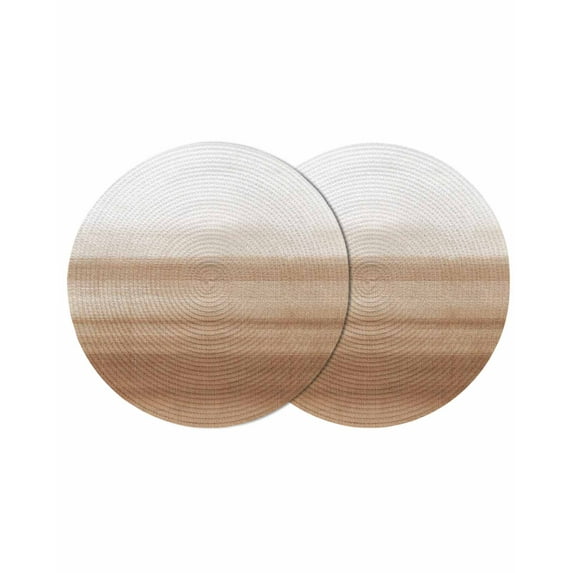 Brown White Round Table Placemats set of 2, Abstract Modern Brush ...