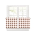 Brown White Square Plaid Short Blackout Curtains 30 Inch Long,Lines ...