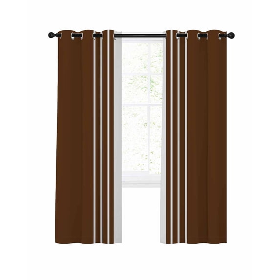 Brown White Stripe Blackout Curtains 90 Inches Long for Bedroom, Modern ...
