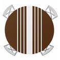 Brown White Stripe Round Tablecloth for 55-60 Inch Tables, Fitted Table ...