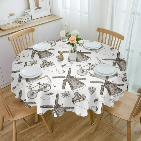 Brown Windmill Flower Cluster Bicycle Waterproof Tablecloth Table ...