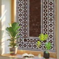 Brown Window Privacy Film, Boho Diamond Pattern Border Rustic ...