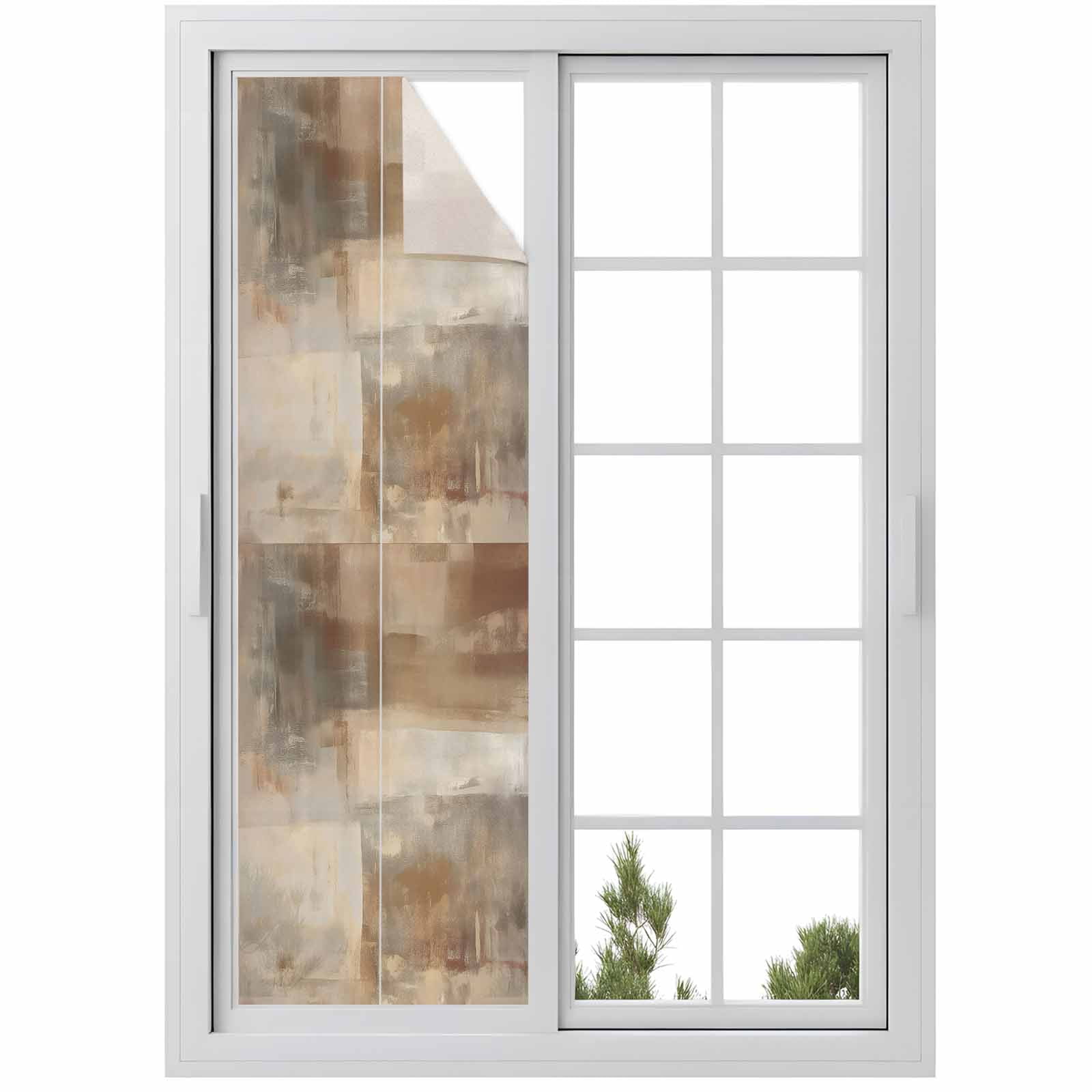 Brown Window Privacy Film, Oil Painting Abstract Art Contemporary ...